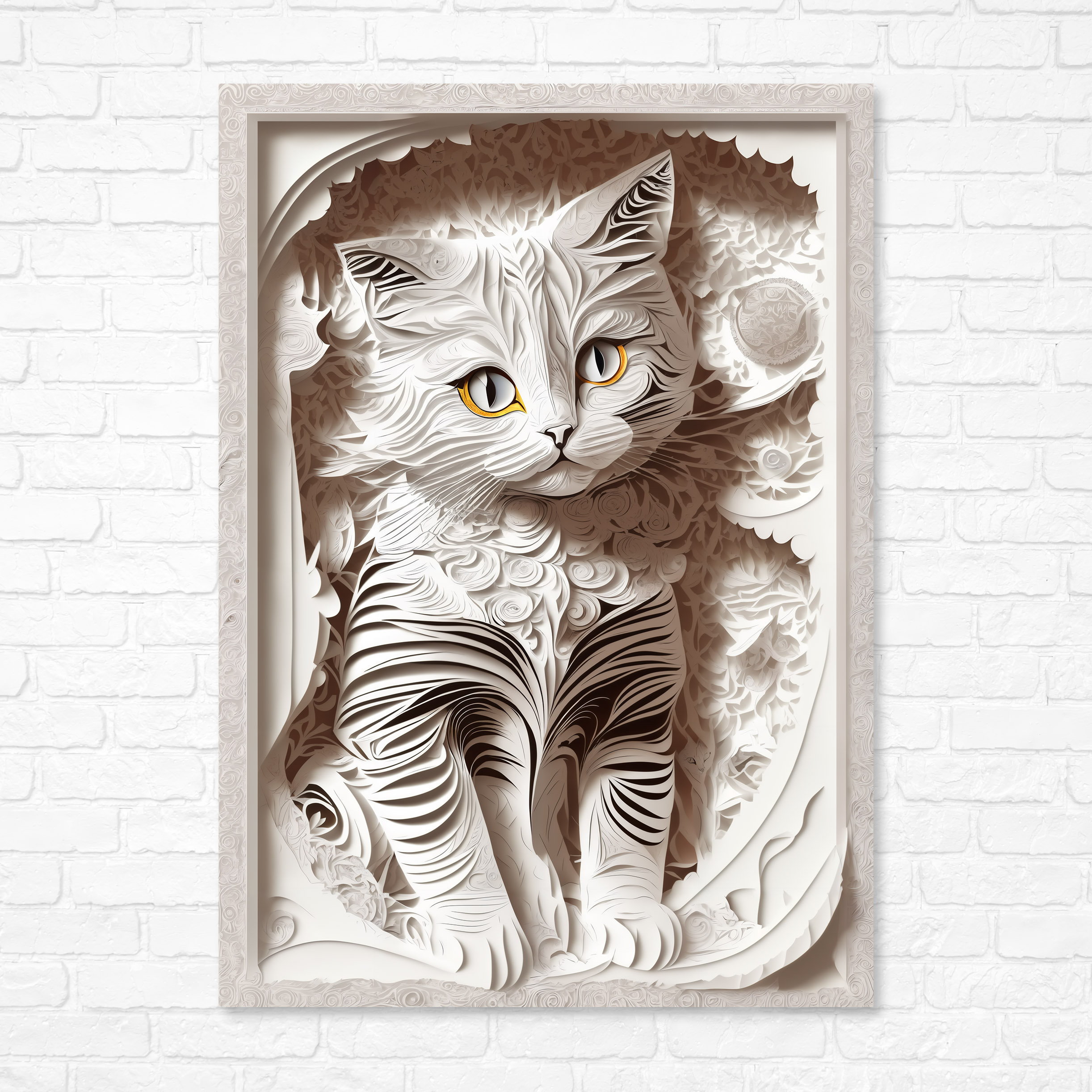 Papercut Cat, Papercraft Digital Artwork - Etsy
