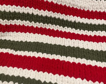 Handmade Christmas Chunky Knit Blanket Cozy Merino Wool Throw Large ...