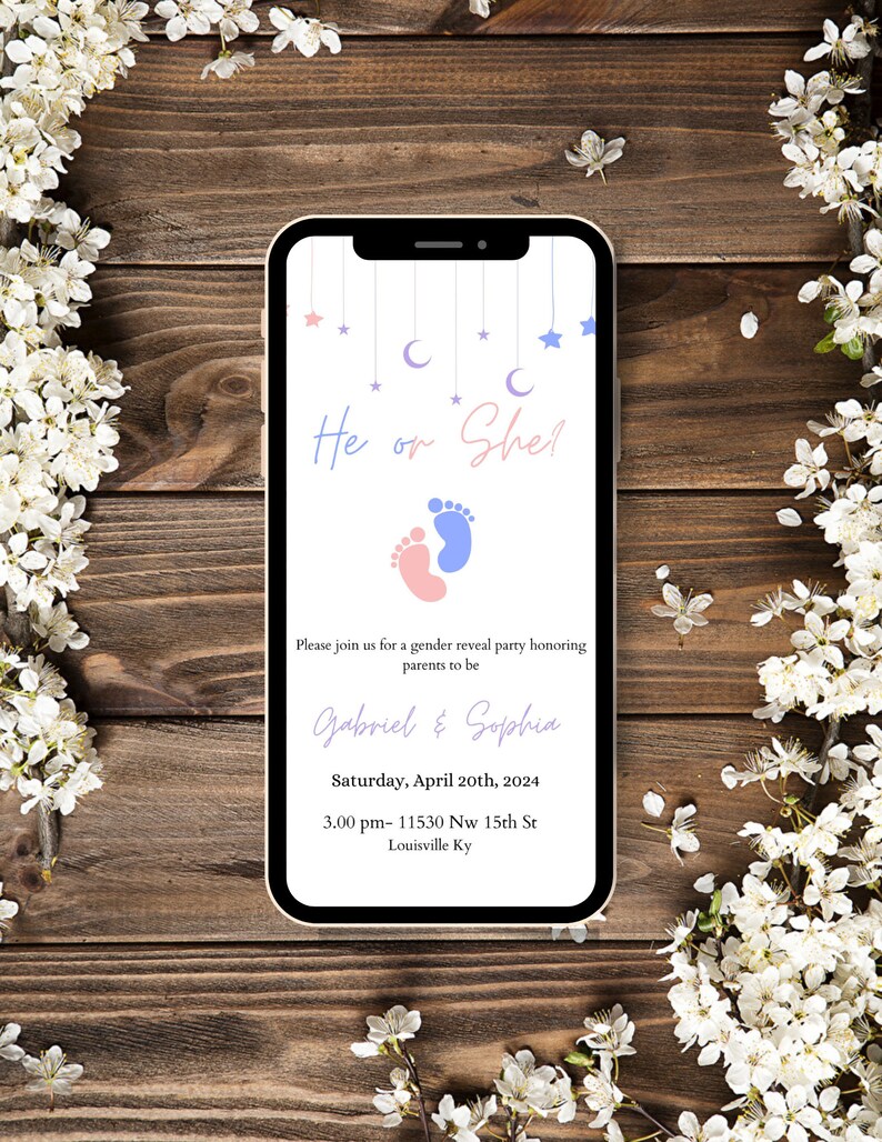 Gender Reveal Invitation Template, Modern Gender Reveal Party Invite ...