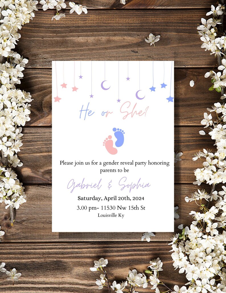 Gender Reveal Invitation Template, Modern Gender Reveal Party Invite ...