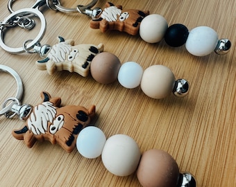 Highland Cow Silicone Bead Keychain - Etsy