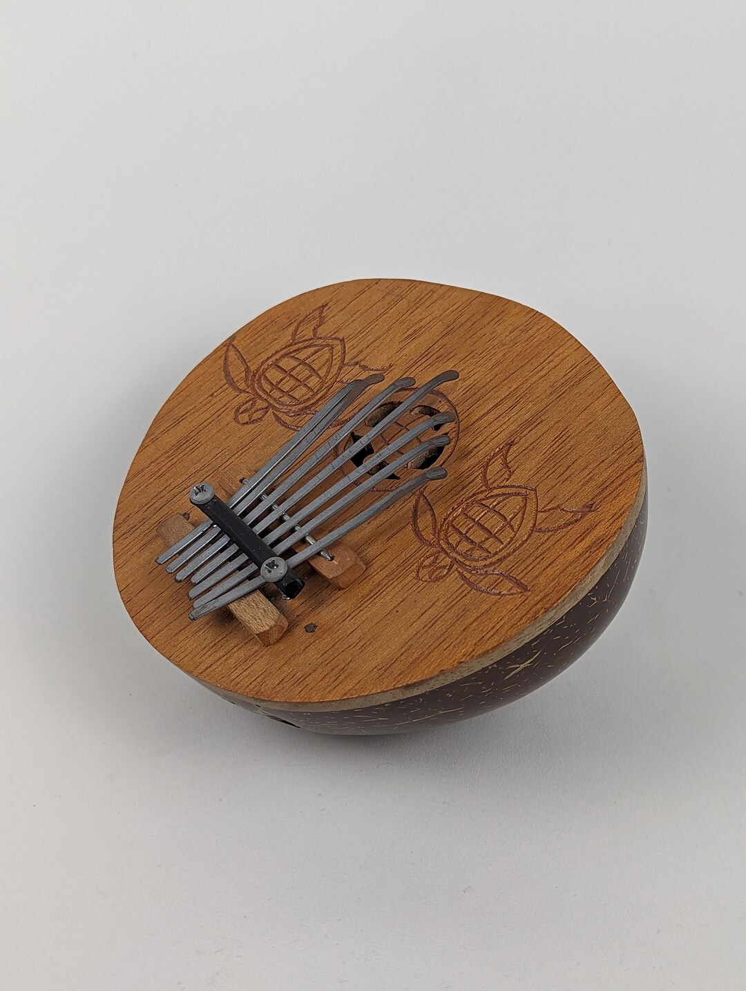 Kalimba Thumb Piano Coconut Shell Sea Turtle Carving Primitive Musical ...