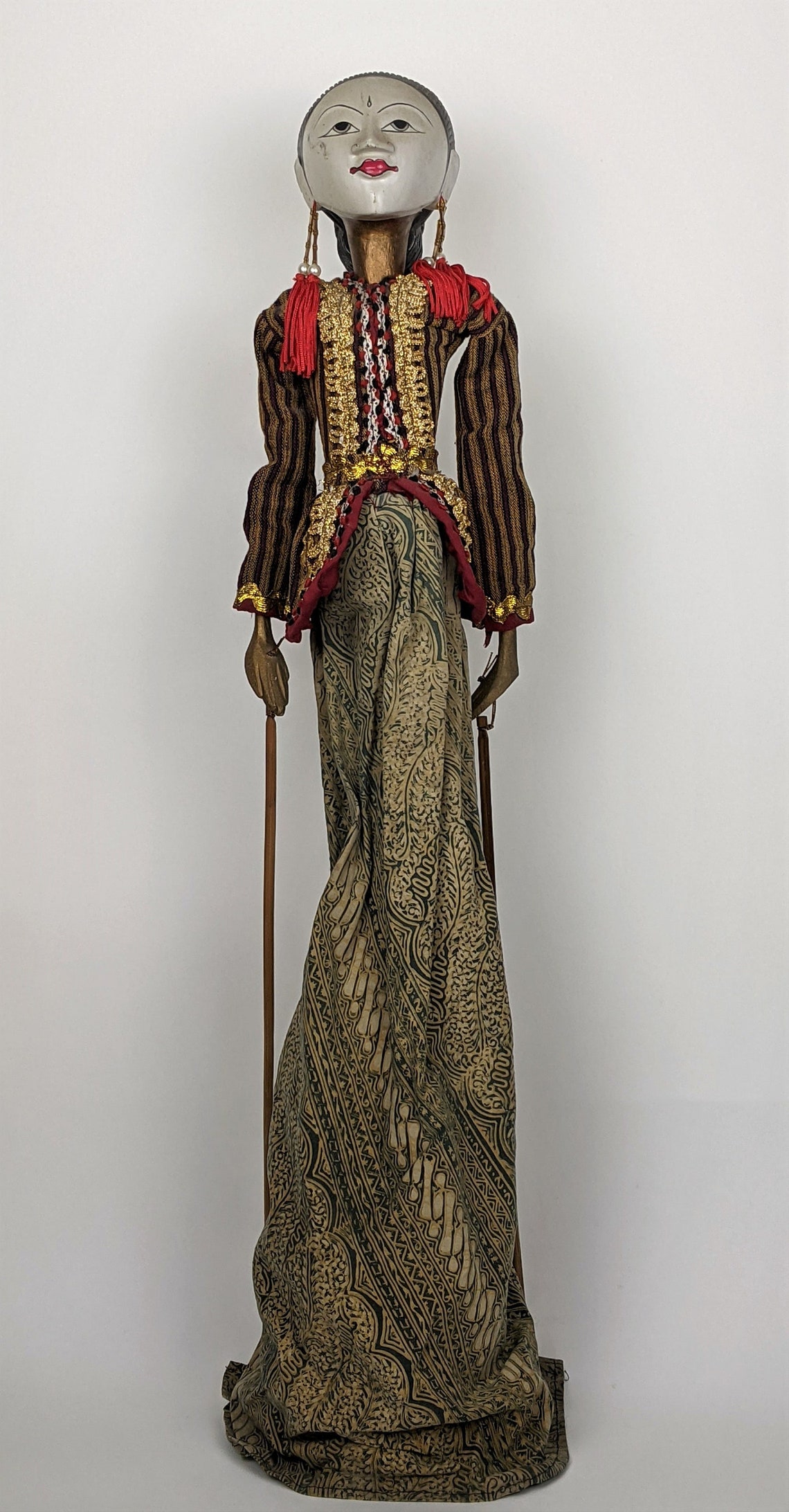 Wayang Golek Rod Puppet Vintage Wooden Doll With Stand 24 Tall Sunda ...