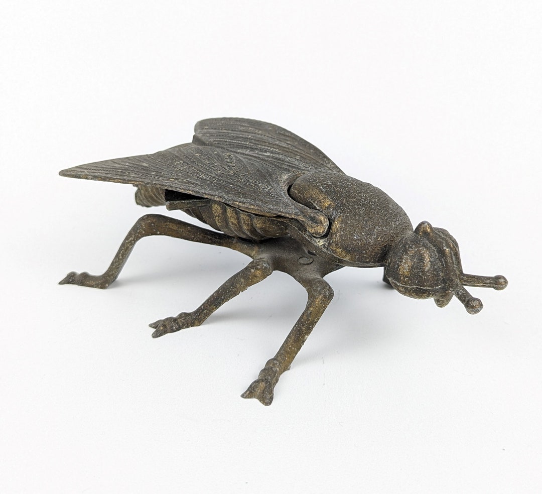 Brass Fly Ashtray With Hinged Wing-shaped Lid Made in Italy 7 Inches ...