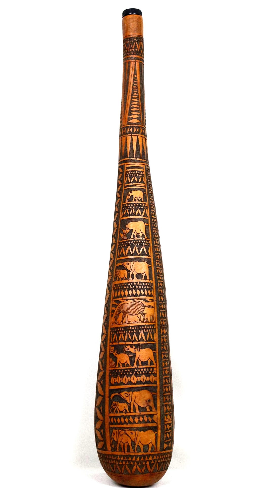 Gourd Artifact Hand Carved Safari Animal Motif Vintage Folk Art Kenya ...