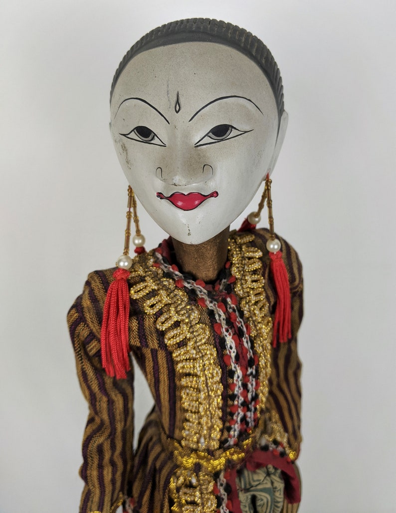 Wayang Golek Rod Puppet Vintage Wooden Doll With Stand 24 Tall Sunda ...