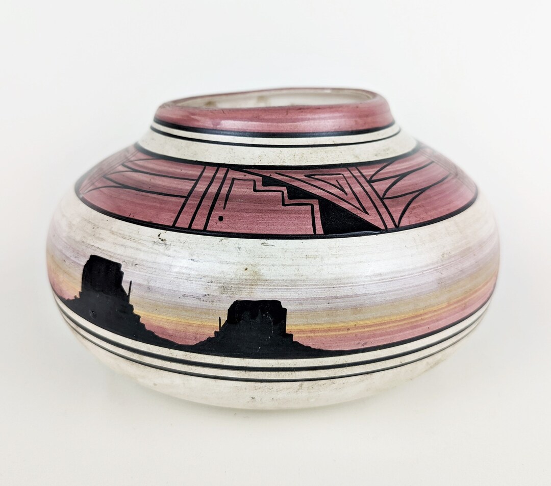 Ute Pottery Vintage Native American Clay Jar With Monument Valley ...