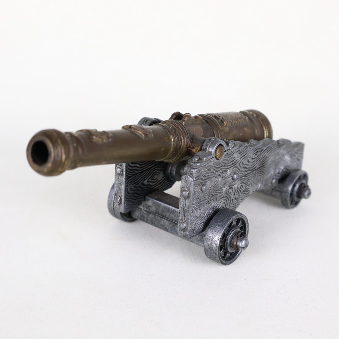 Naval Cannon With Brass Barrel on Metal Carriage Vintage Scale Model ...