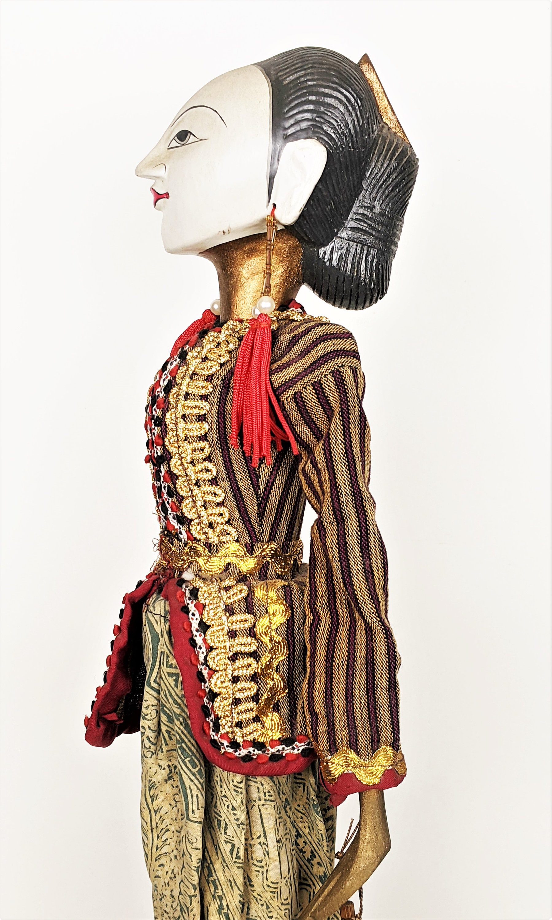 Wayang Golek Rod Puppet Vintage Wooden Doll With Stand 24" Tall Sunda ...