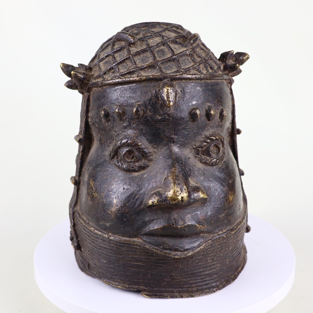 Benin Bronze Oba Head Sculpture Benin King Bust Edo Nigeria From the ...