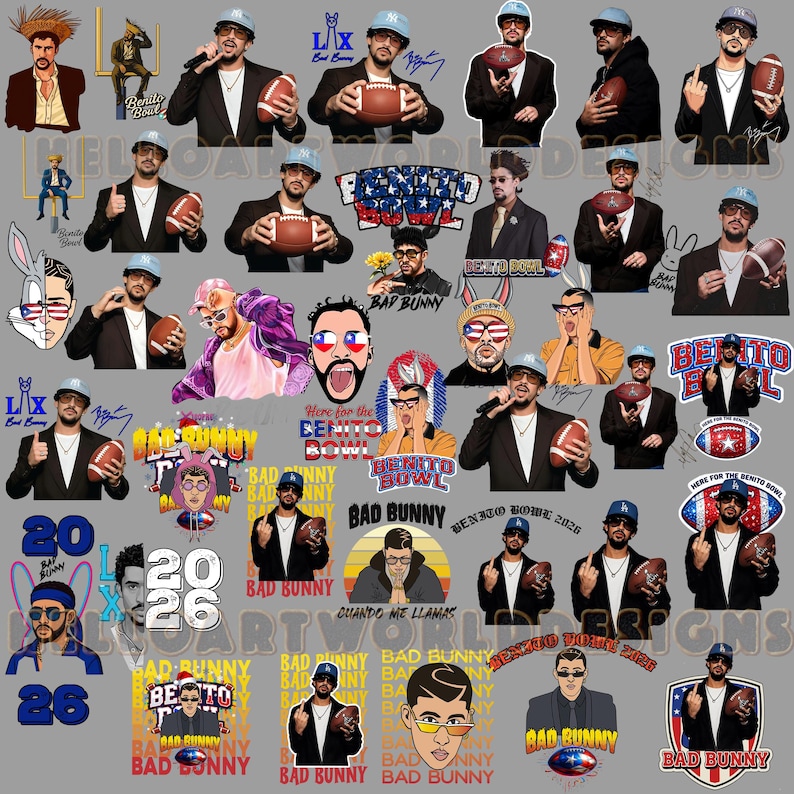 Bad Bunny Football PNG | Retro Halftime Fan Graphic | Vintage ...