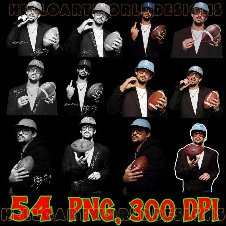 Bad Bunny Football PNG | Retro Halftime Fan Graphic | Vintage ...