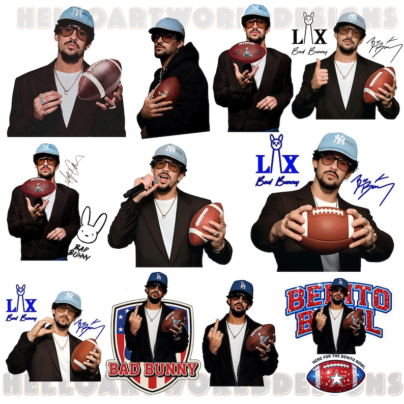 Bad Bunny Football PNG | Retro Halftime Fan Graphic | Vintage ...