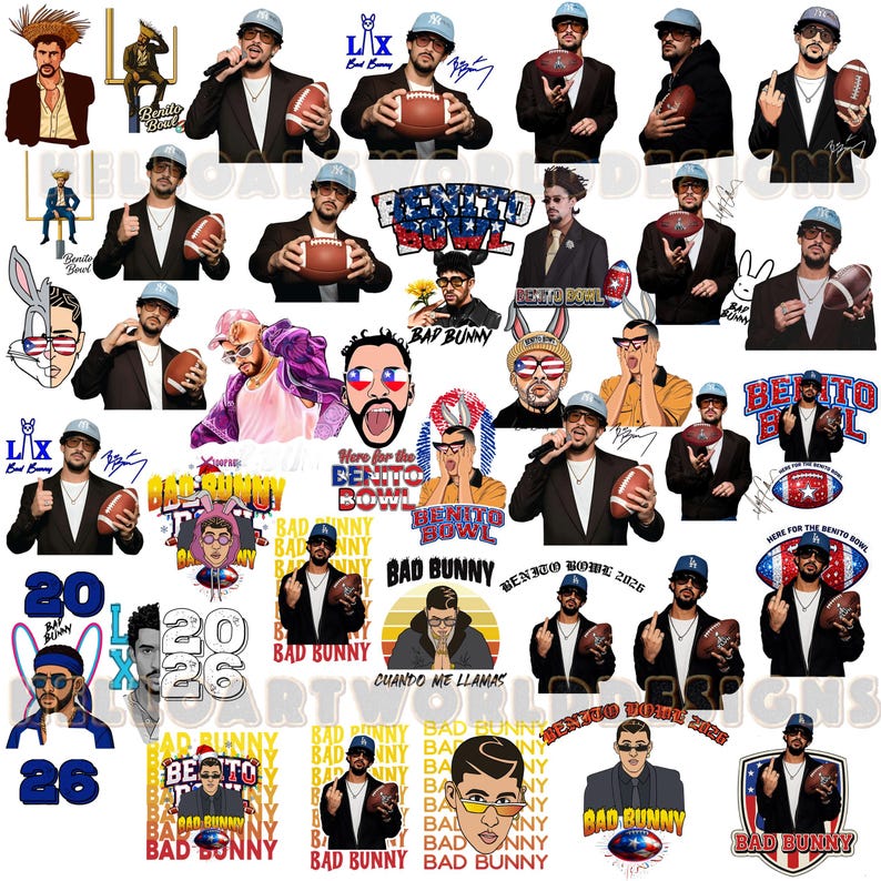 Bad Bunny Football PNG | Retro Halftime Fan Graphic | Vintage ...