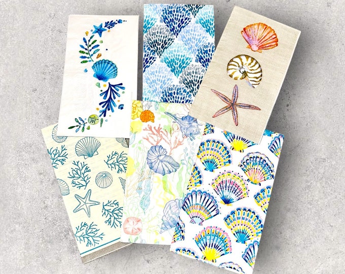 Decoupage Napkins, Seashell Bundle, Decoupage, Ephemera, Oyster Shell ...