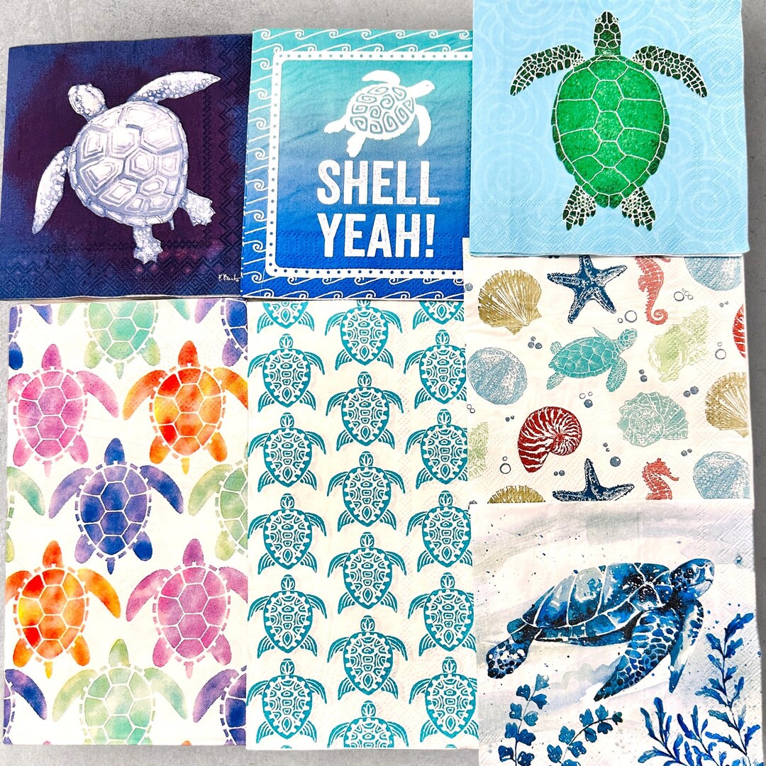 Decoupage Napkins, Sea Turtle Bundle, Decoupage, Ephemera, Oyster Shell ...