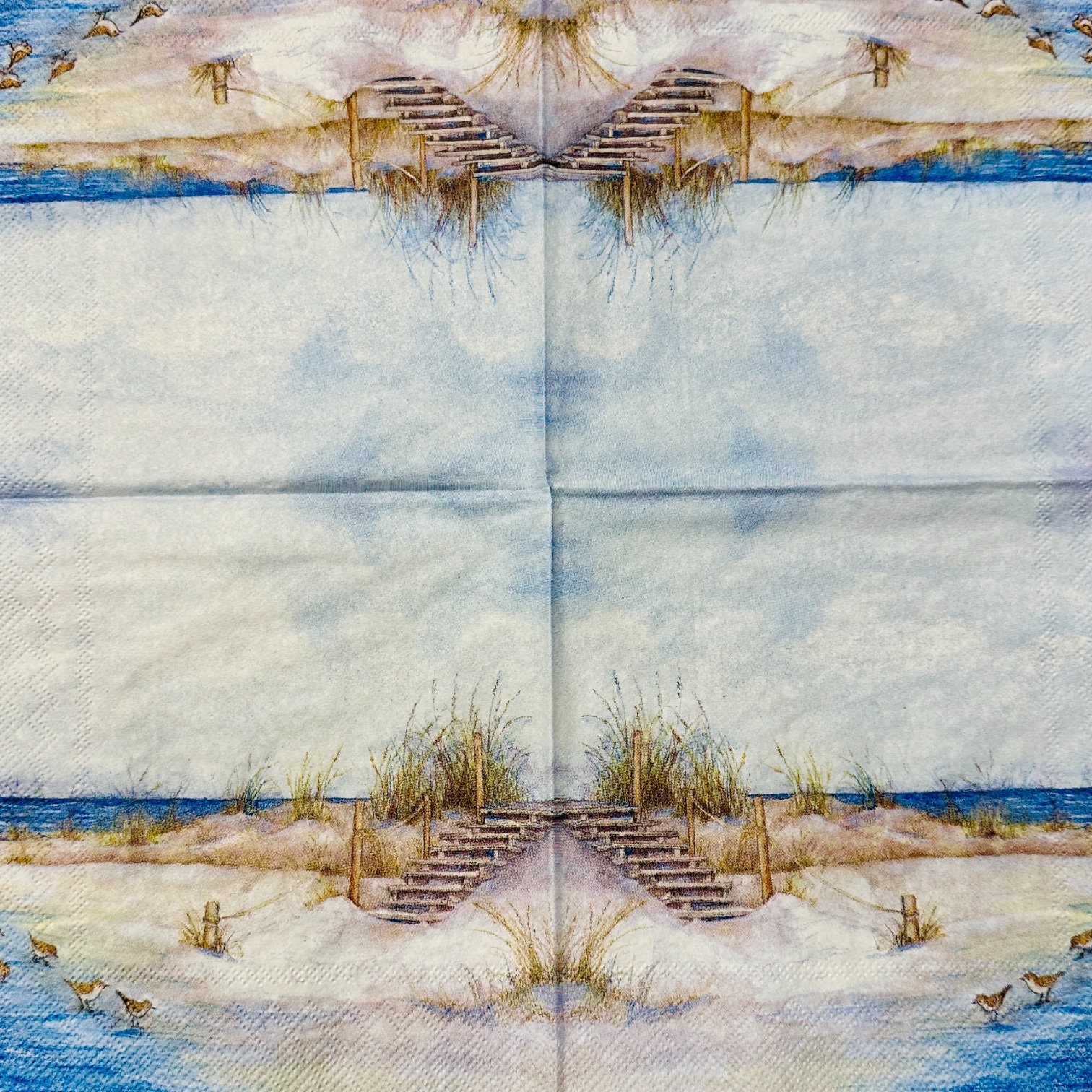 Decoupage Napkins, Beach Stairs With Sandpipers Napkin, Beach Napkin ...