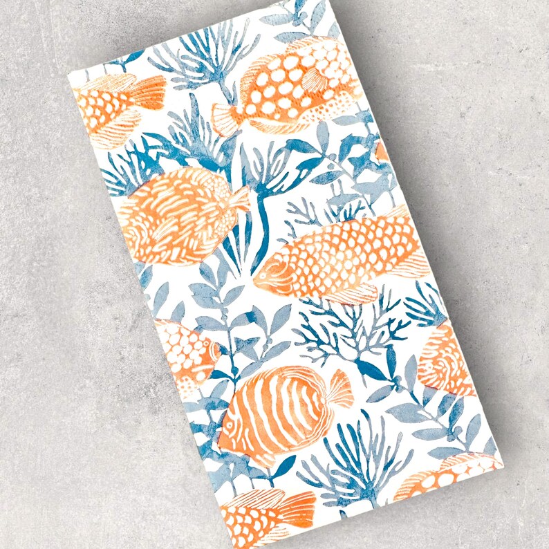 Decoupage Napkins, Ocean Fish Napkin, Blue Seaweed Craft Napkin, Oyster ...