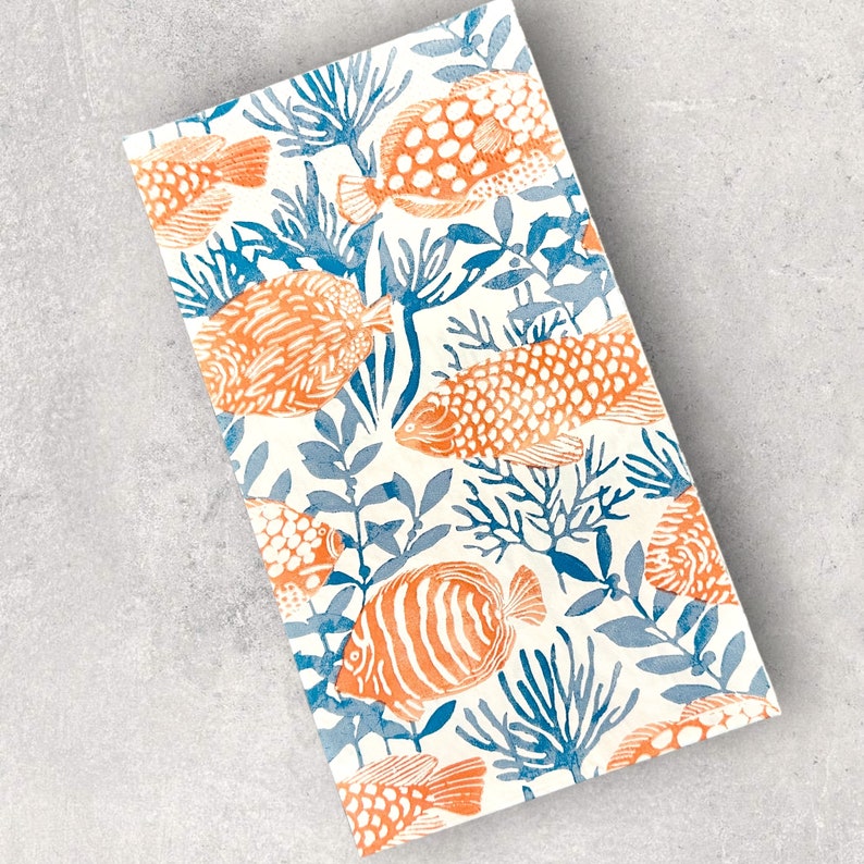 Decoupage Napkins, Ocean Fish Napkin, Blue Seaweed Craft Napkin, Oyster ...