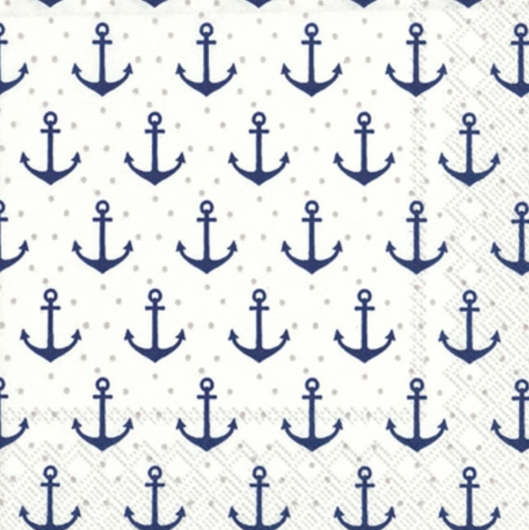 Decoupage Napkins, Anchor Paper Napkin, Craft Napkin, Nautical Napkin ...