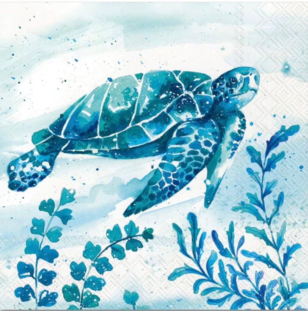 Decoupage Napkins, Sea Turtle Paper Napkin, Craft Napkin, Oyster Shell ...