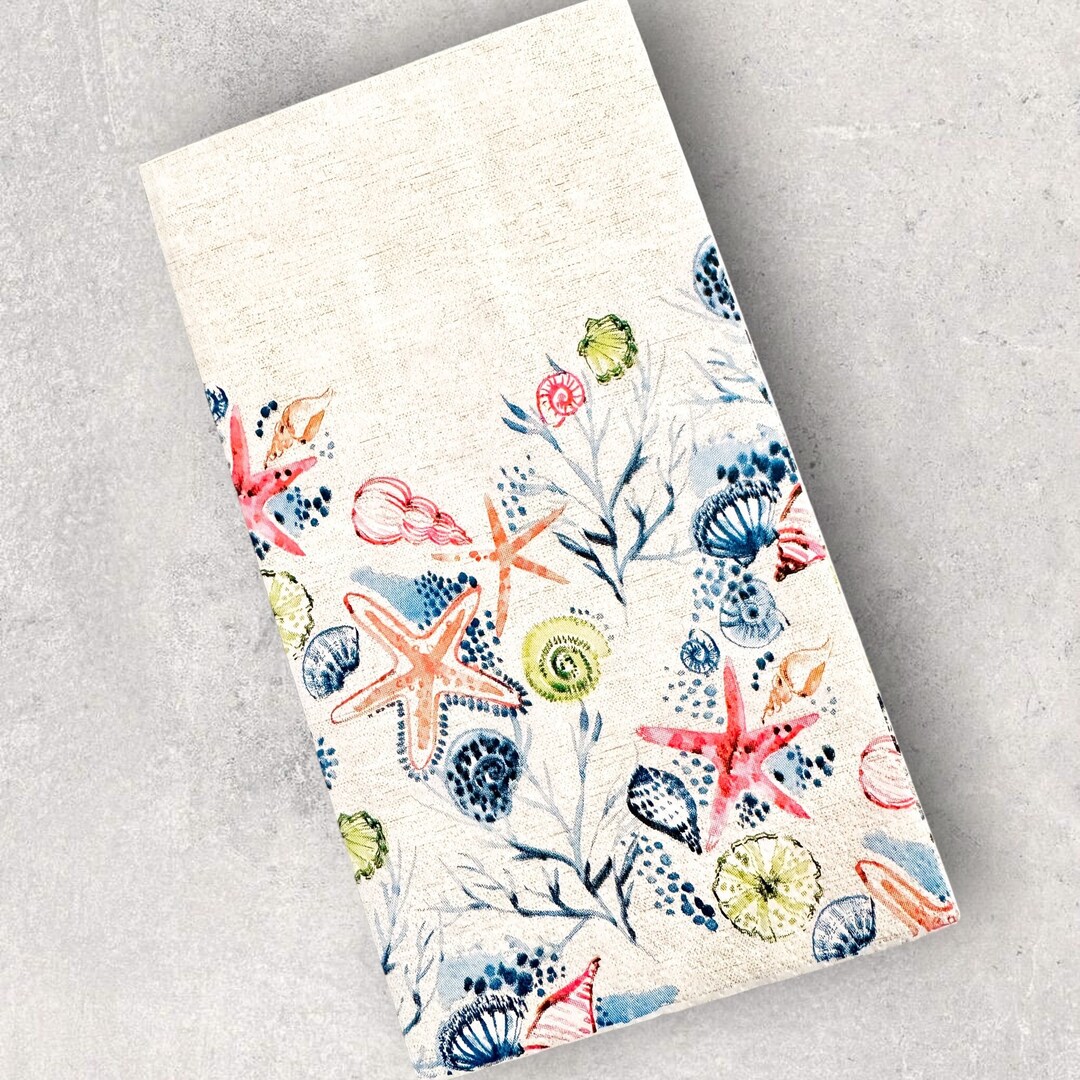 Decoupage Napkins, Starfish and Shells Sea Life Napkin, Oyster Shell ...