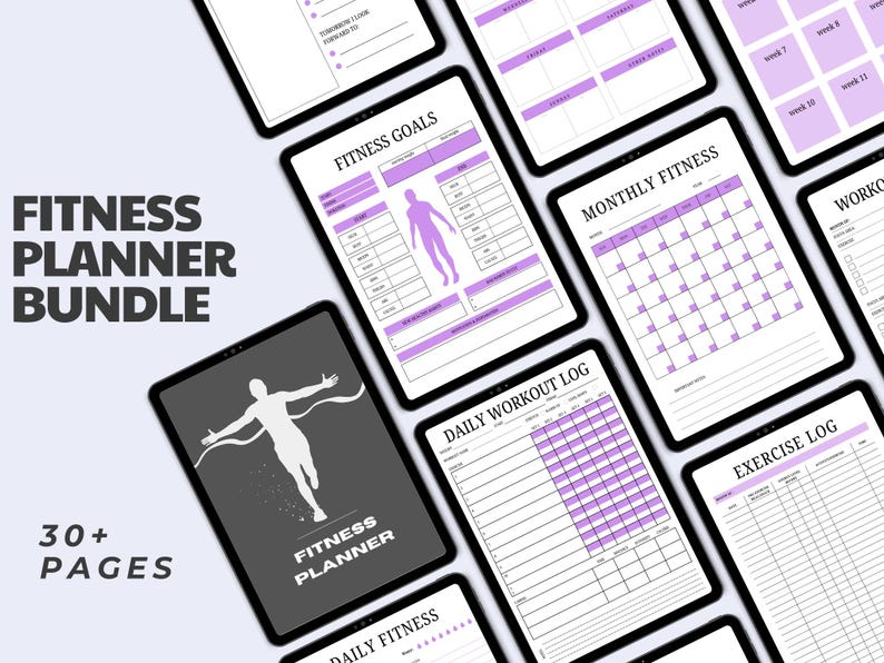Printable Fitness Planner Bundle, Workout & Health Tracker (digital ...