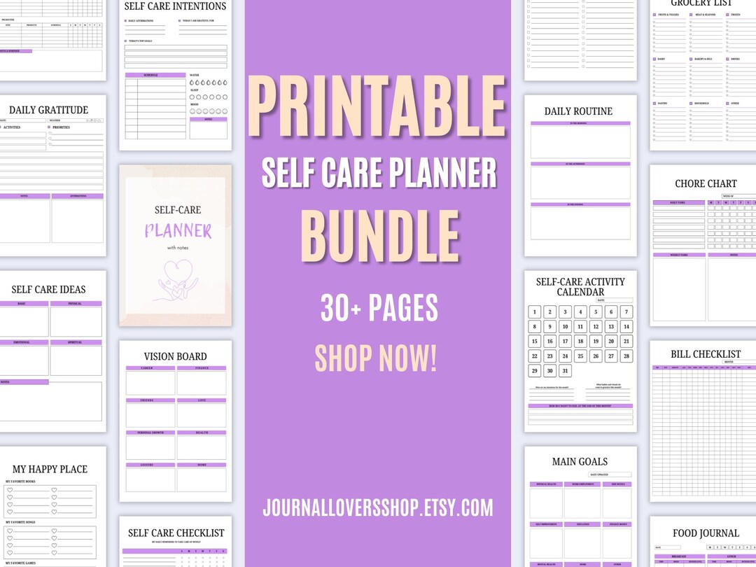 SELF-CARE PLANNER Bundle Printable, Digital Self-care Planner for Women ...