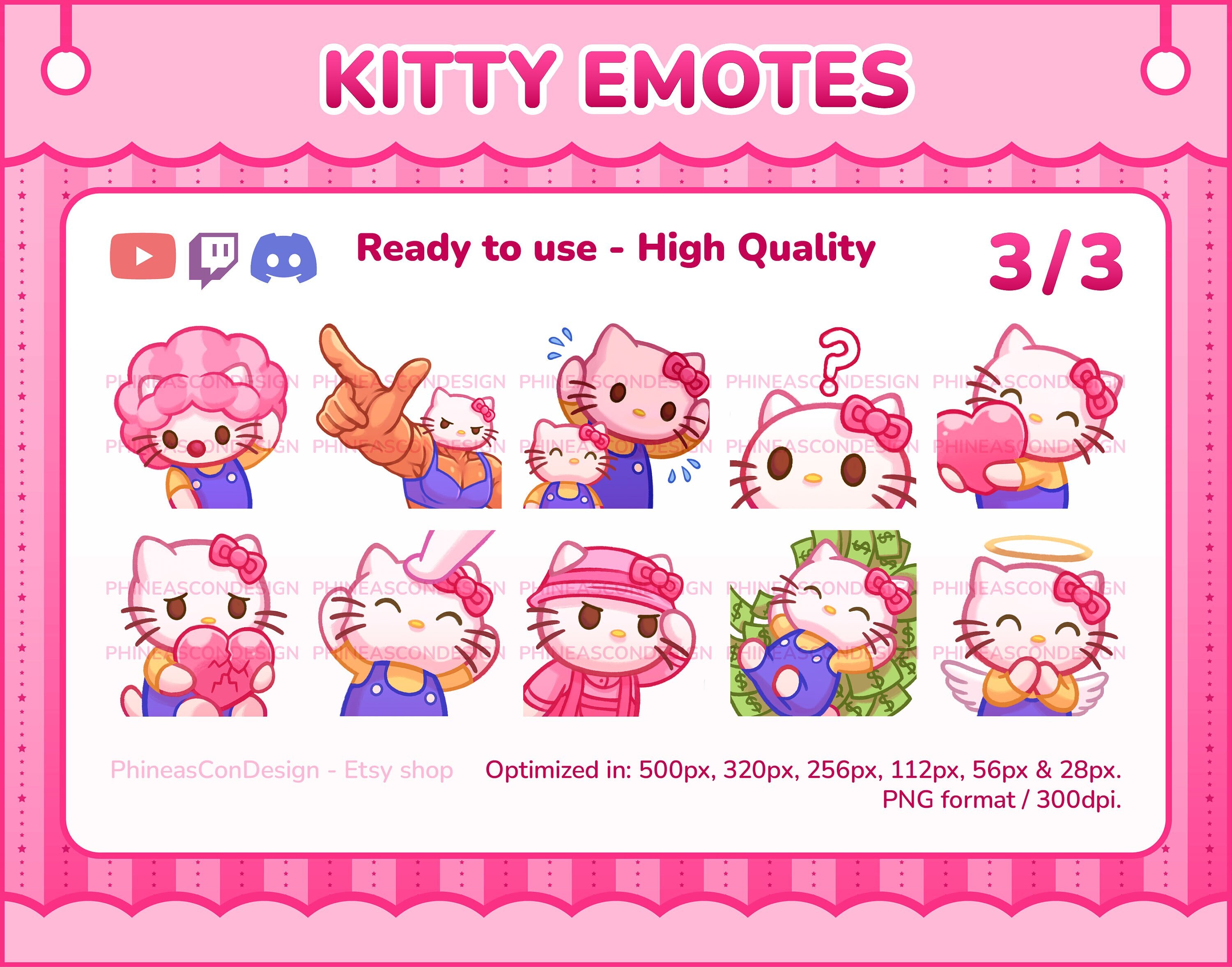 10 Kawaii Kitty Emotes for Discord, Twitch & Youtube Part 3 of 3 Stream ...