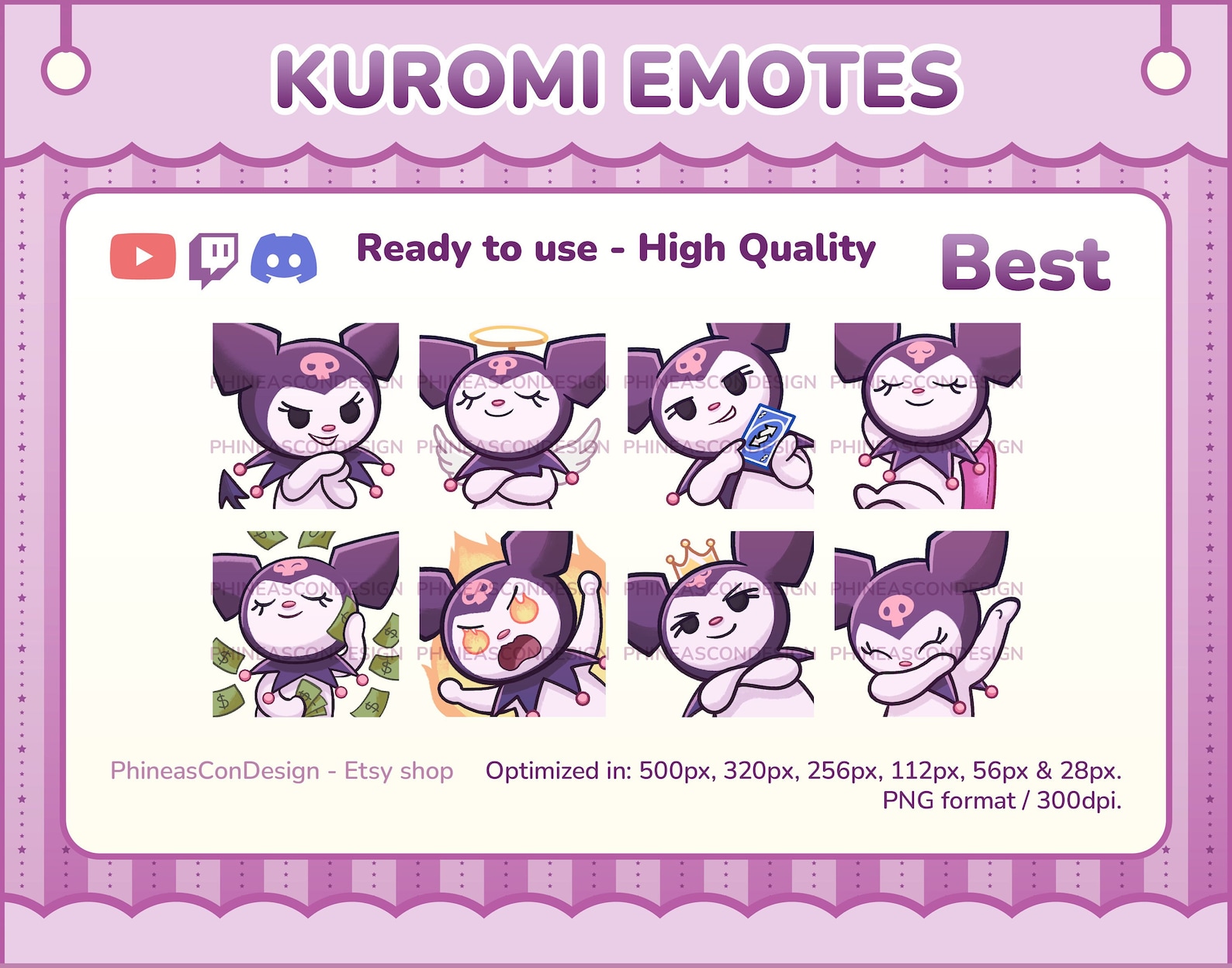 8 Kuro Emotes for Discord, Twitch and Youtube | BEST | Stream Emotes ...