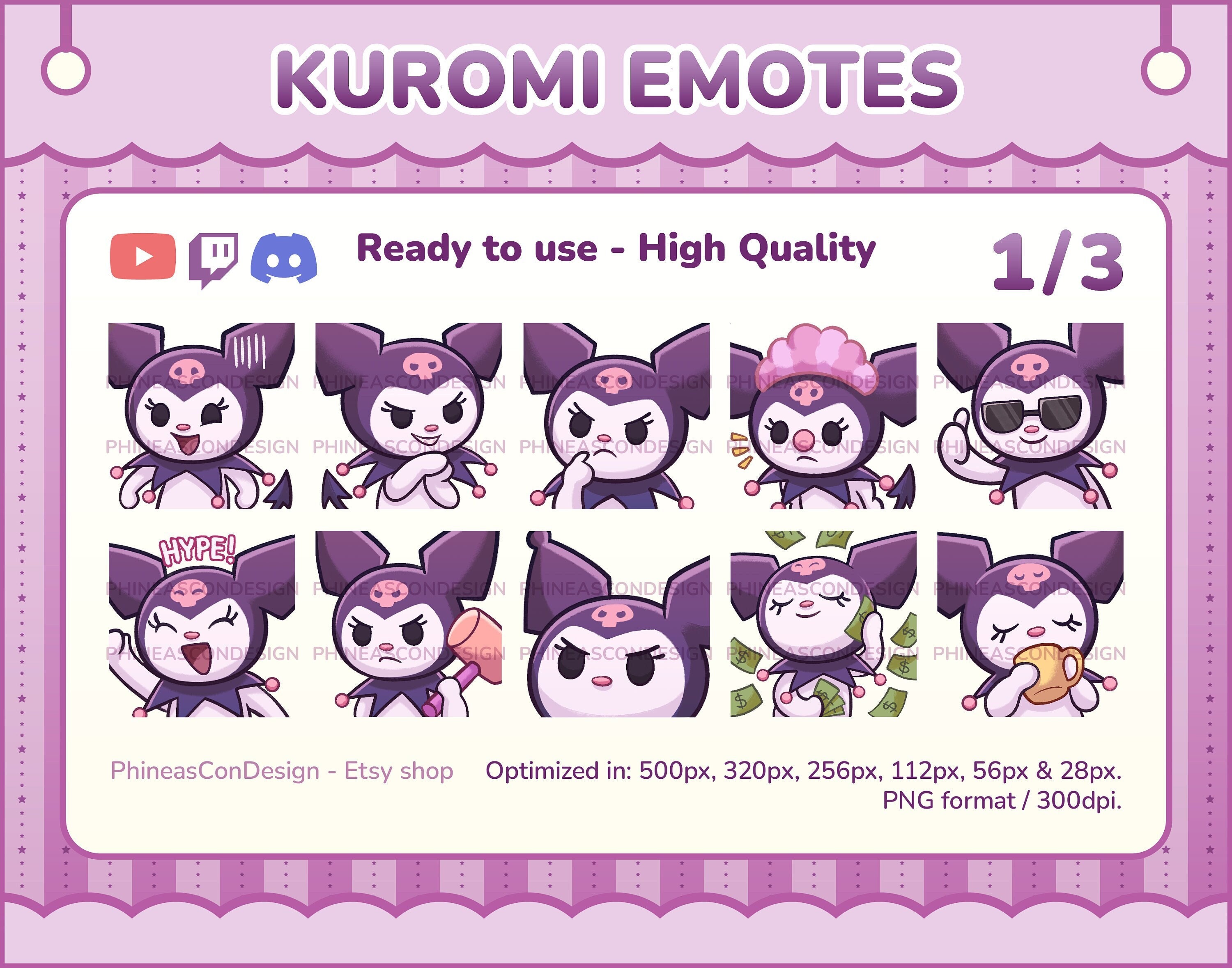10 Kuro Emotes for Discord, Twitch & Youtube Part 1 of 3 Stream Emotes ...