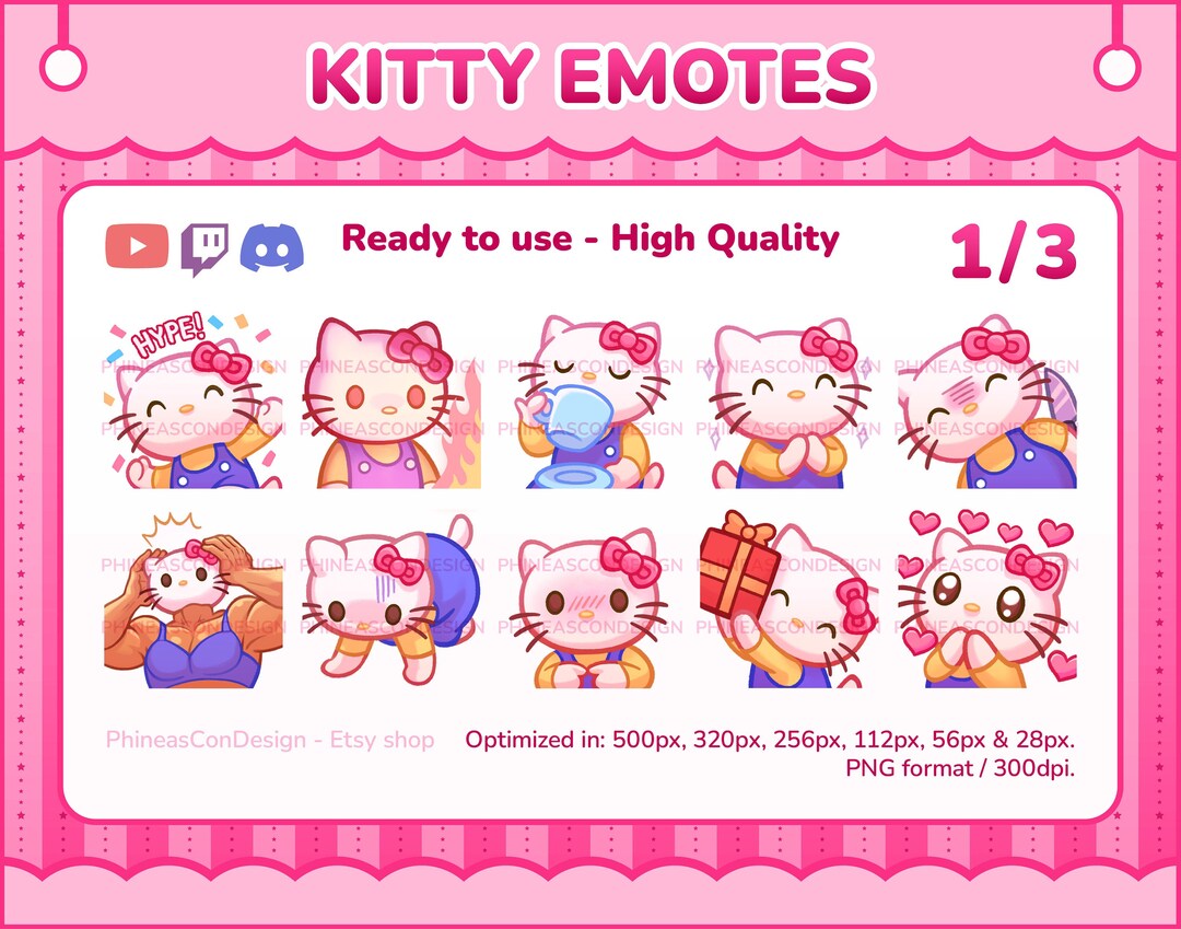 10 Kawaii Kitty Emotes for Discord, Twitch & Youtube | Part 1 of 3 ...