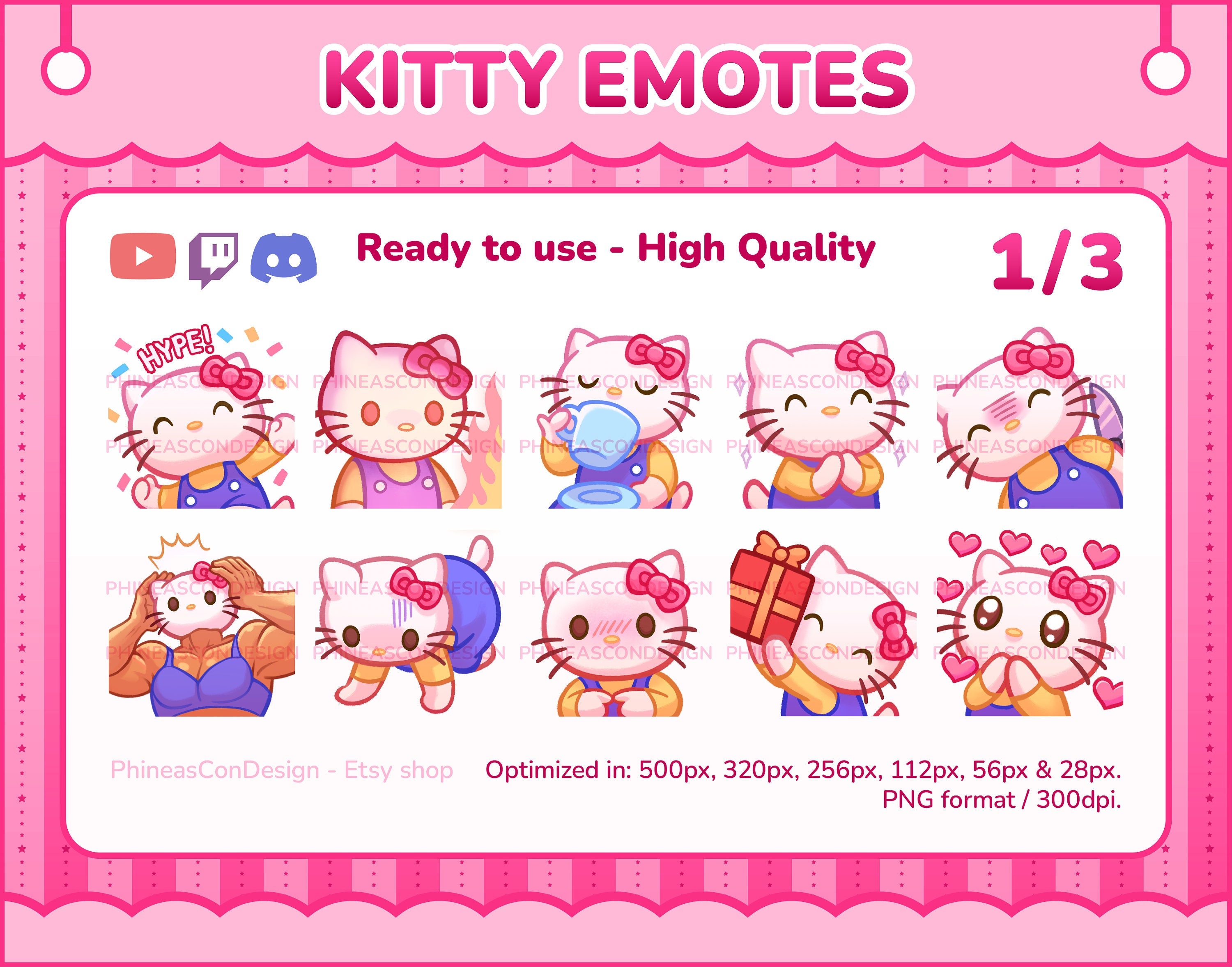 10 Kawaii Kitty Emotes for Discord, Twitch & Youtube | Part 1 of 3 ...