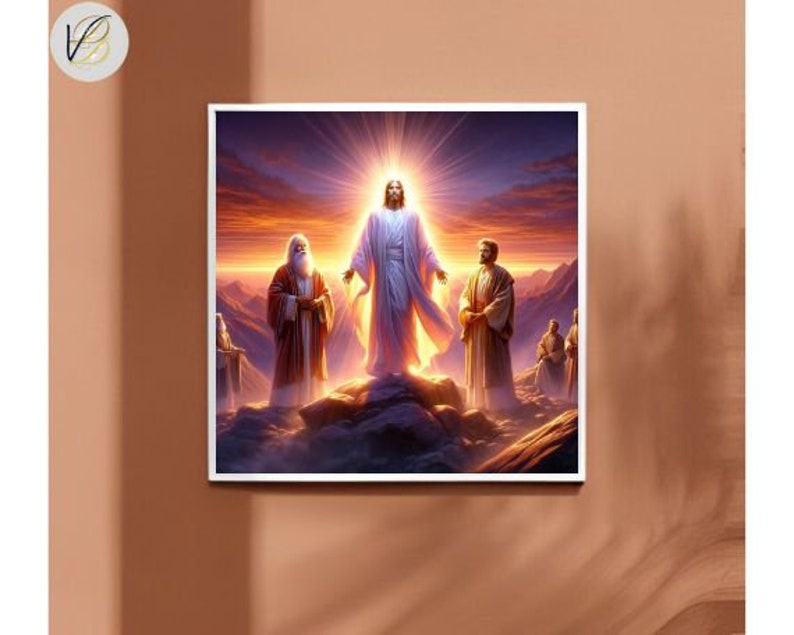 Jesus Transfiguration Wall Art, Glowing Jesus Christ Art, Mountaintop ...