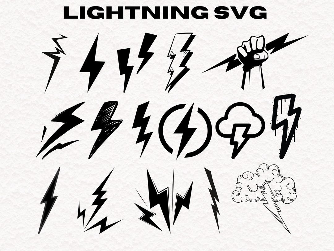 Lightning Svg , Lightning Clipart, Lightning Bolt Svg Bundle, Thunder ...