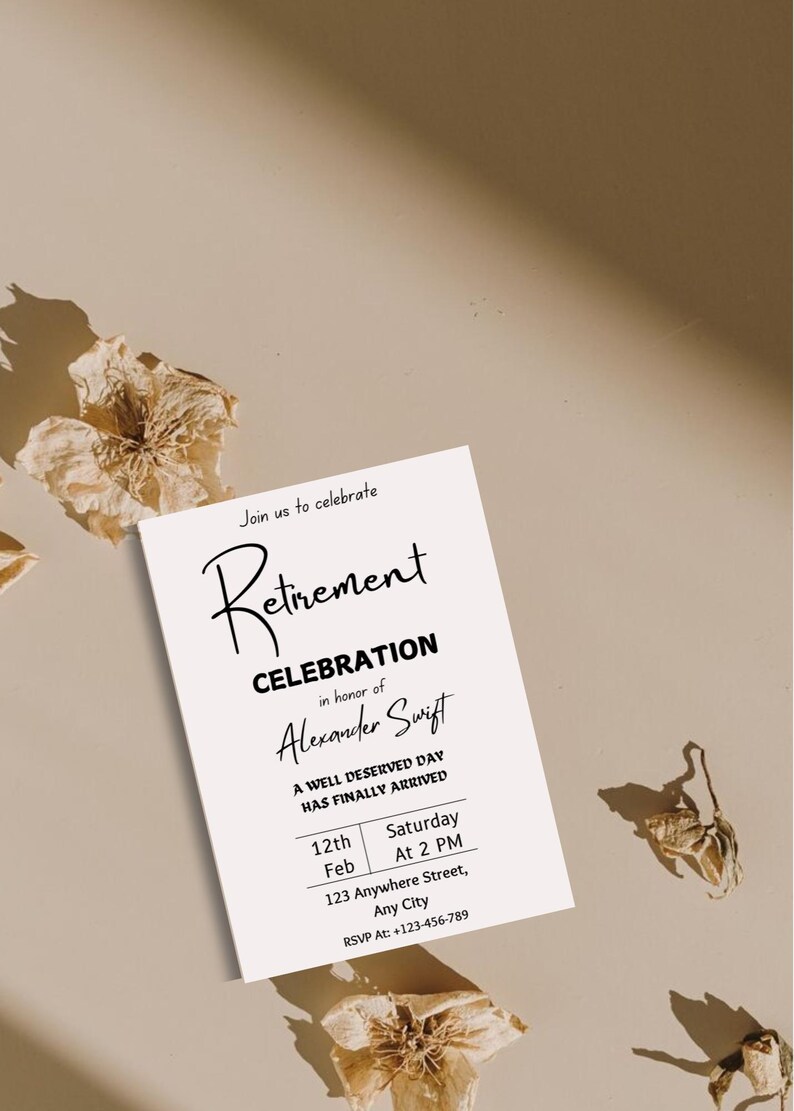 Editable Modern Retirement Party Invitation Template | Printable ...