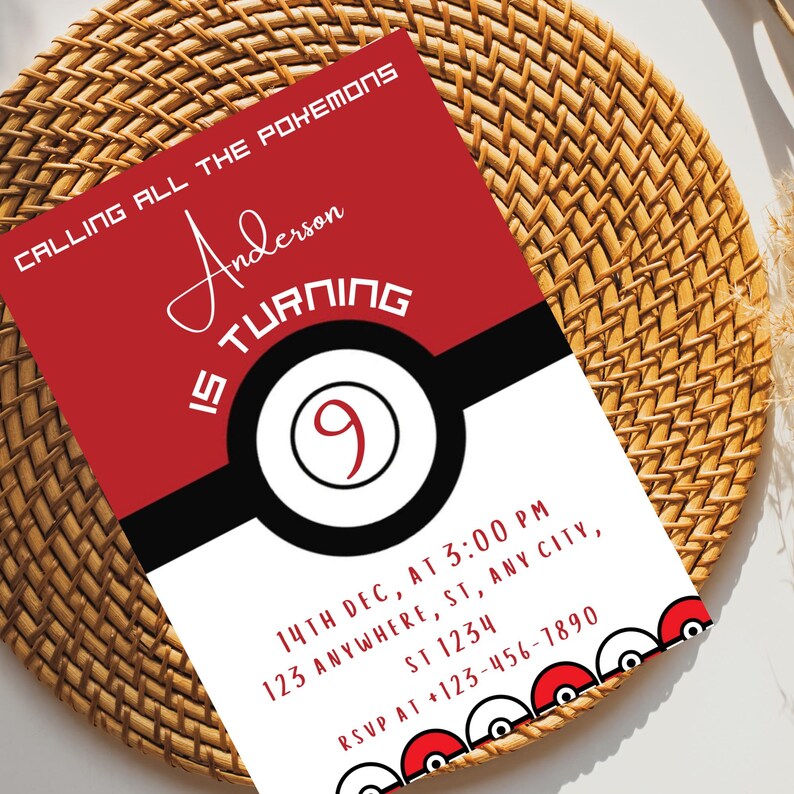 Editable Pokemon Birthday Invitation, Pokemon Invitation, Pikachu ...