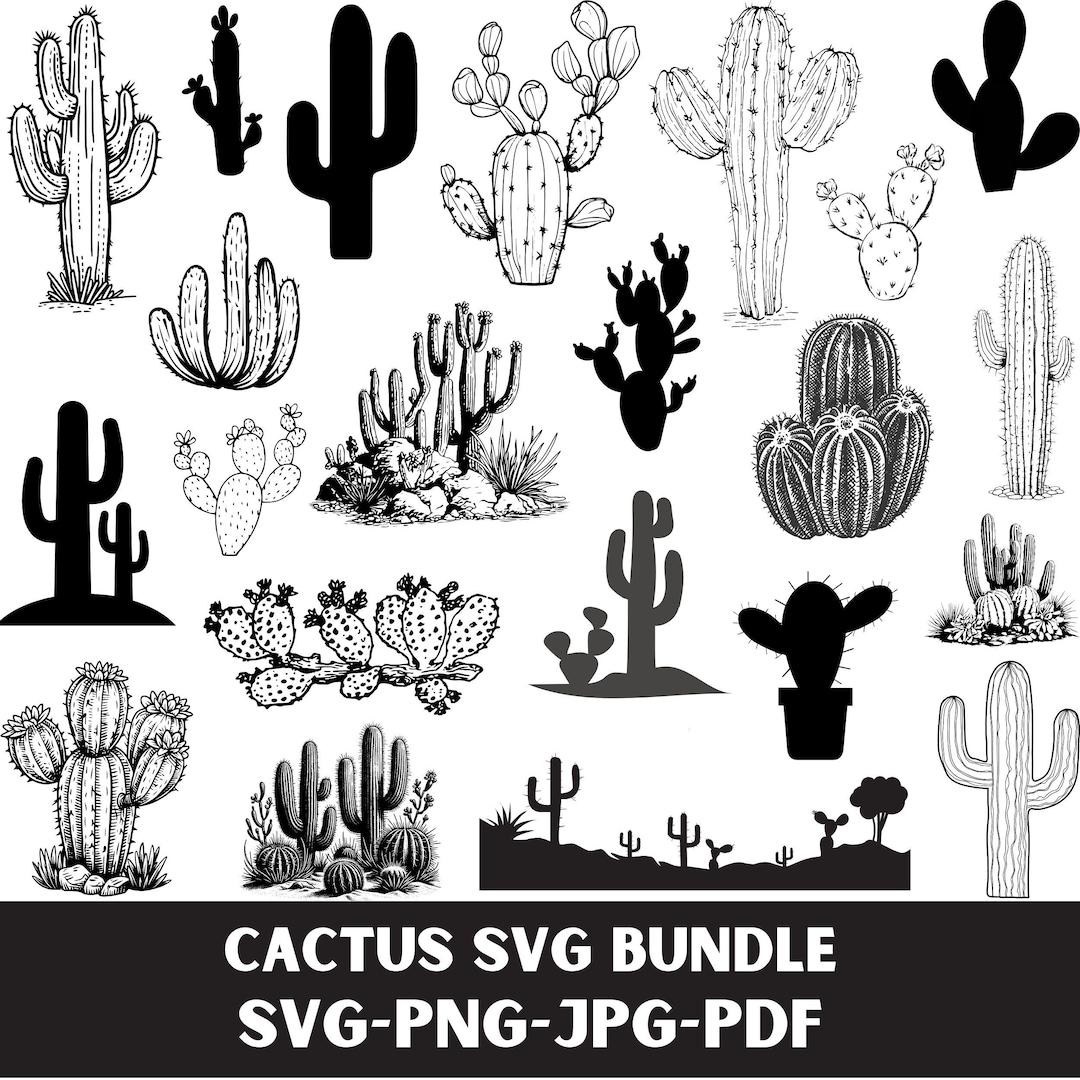 Cactus SVG Bundle Cactus Flower SVG File Succulent Png for Shirts Cacti ...