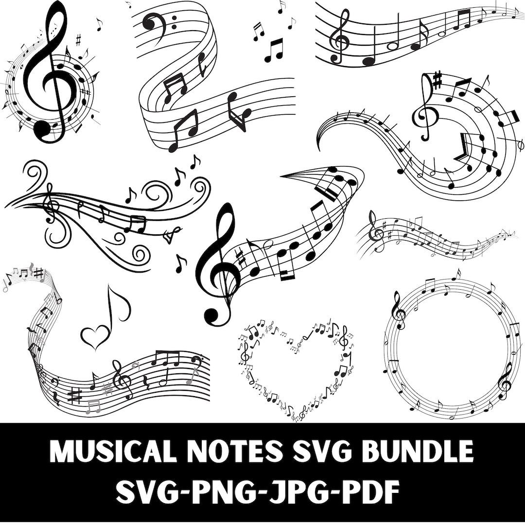 Music Notes Svg Bundle, Musical Notes Clipart, Music Notes Svg, Musical ...