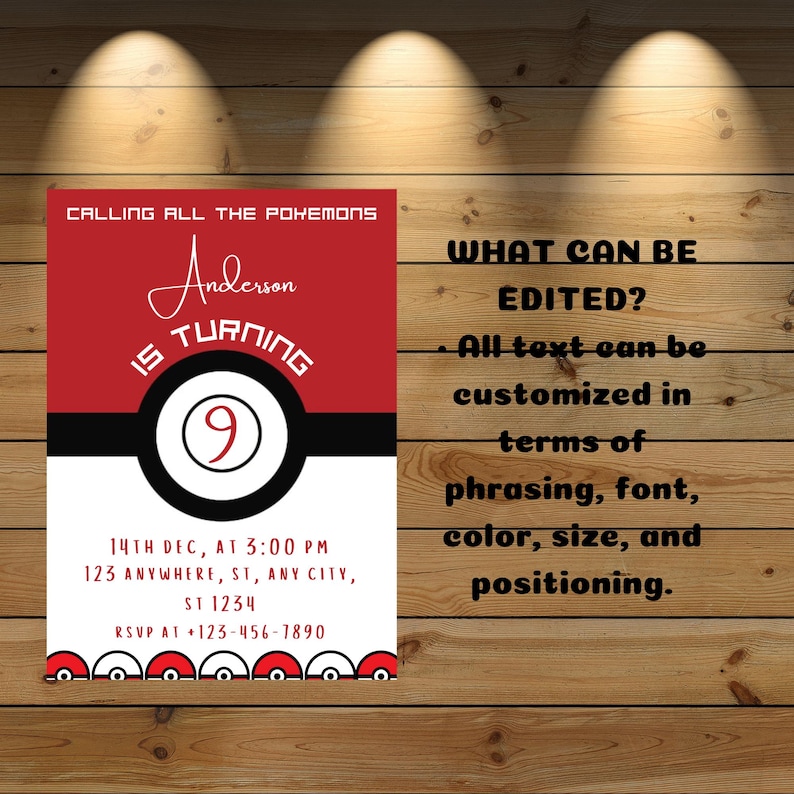 Editable Pokemon Birthday Invitation, Pokemon Invitation, Pikachu ...