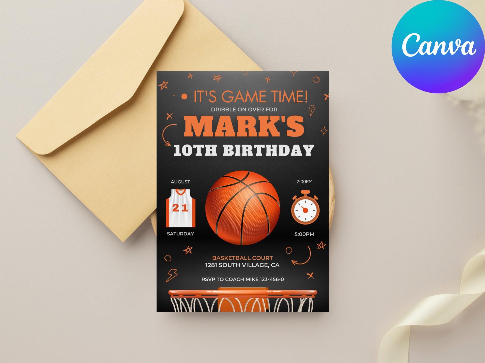 Editable Basketball Party Invitation ,basketball Printable Invitation ...