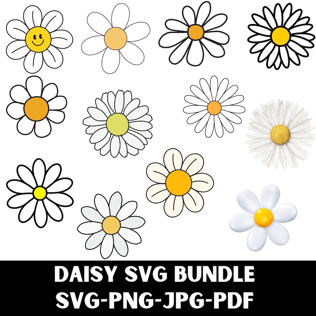 Daisy Svg Bundle, Daisy Flowers SVG, Daisy Flower Clipart, Flower Svg ...