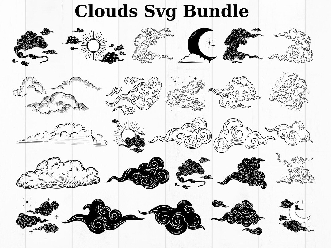 Clouds SVG, Cloud SVG, Clouds Bundle Svg, Cloud Clipart, Rain Cloud Svg ...