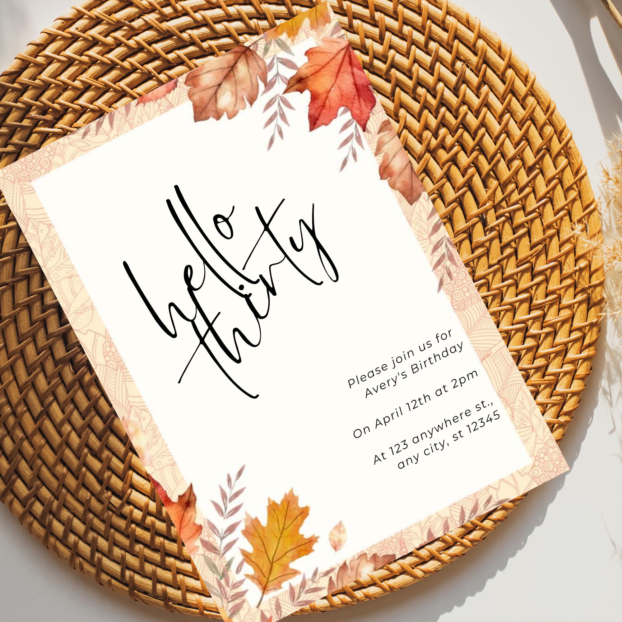 Editable Fall Birthday Party Invitation Template Canva Download, Autumn ...