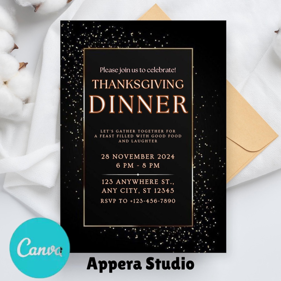 Editable Thanksgiving Dinner Invitation, Let's Give Thanks Invitation ...
