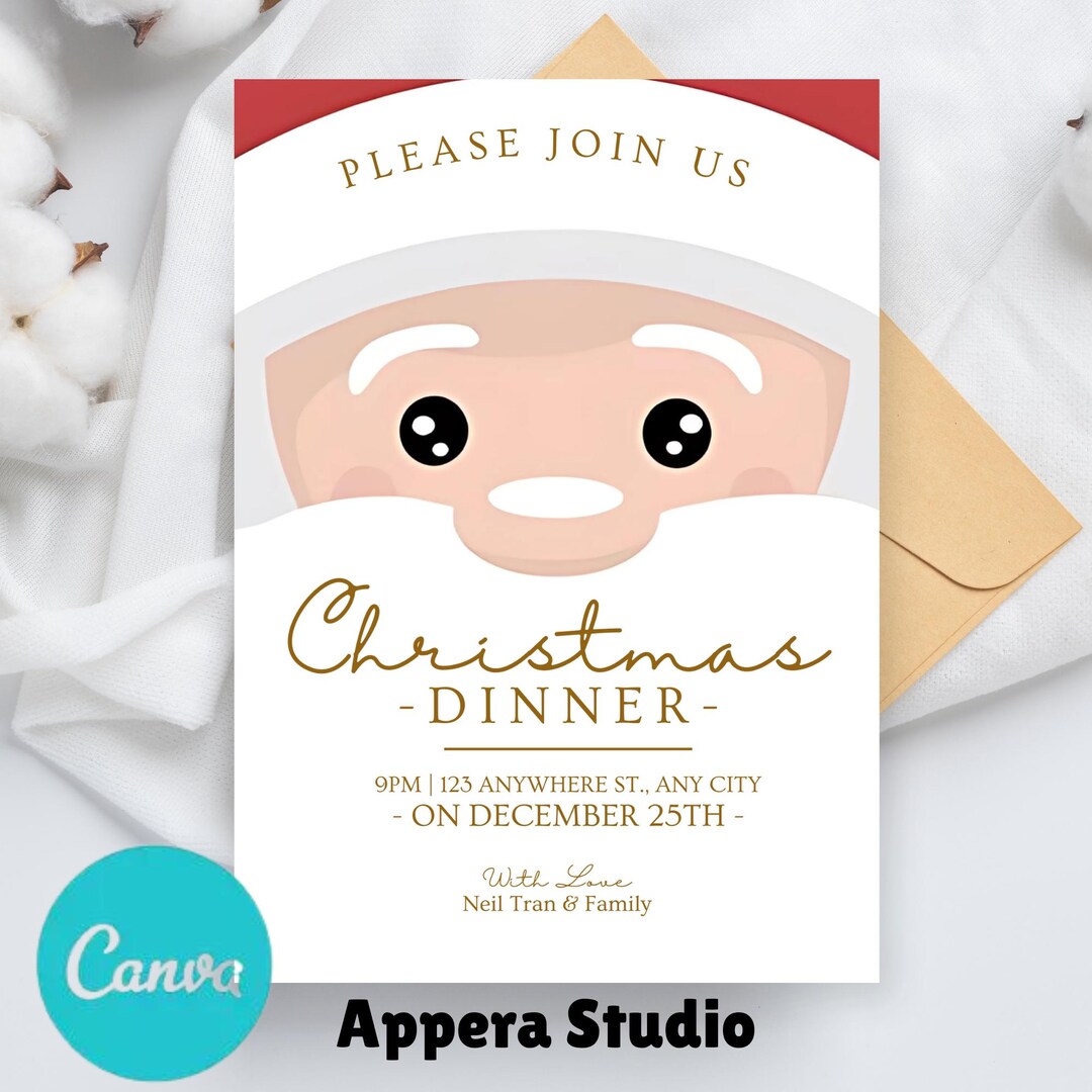 Santa Claus Christmas Party Invitation Vintage Santa Christmas Party ...