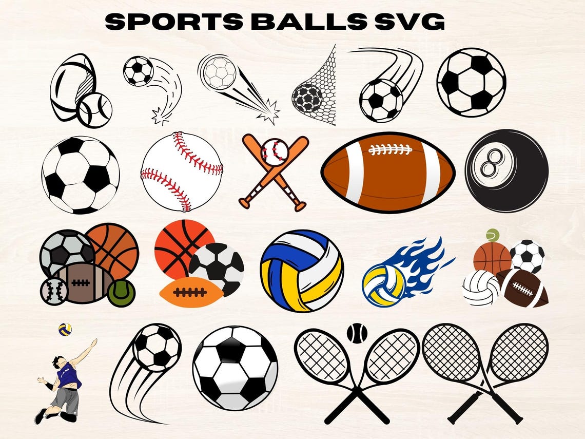 SPORTS BALLS SVG, Sports Balls Bundle Svg, Soccer Ball, Football Ball ...