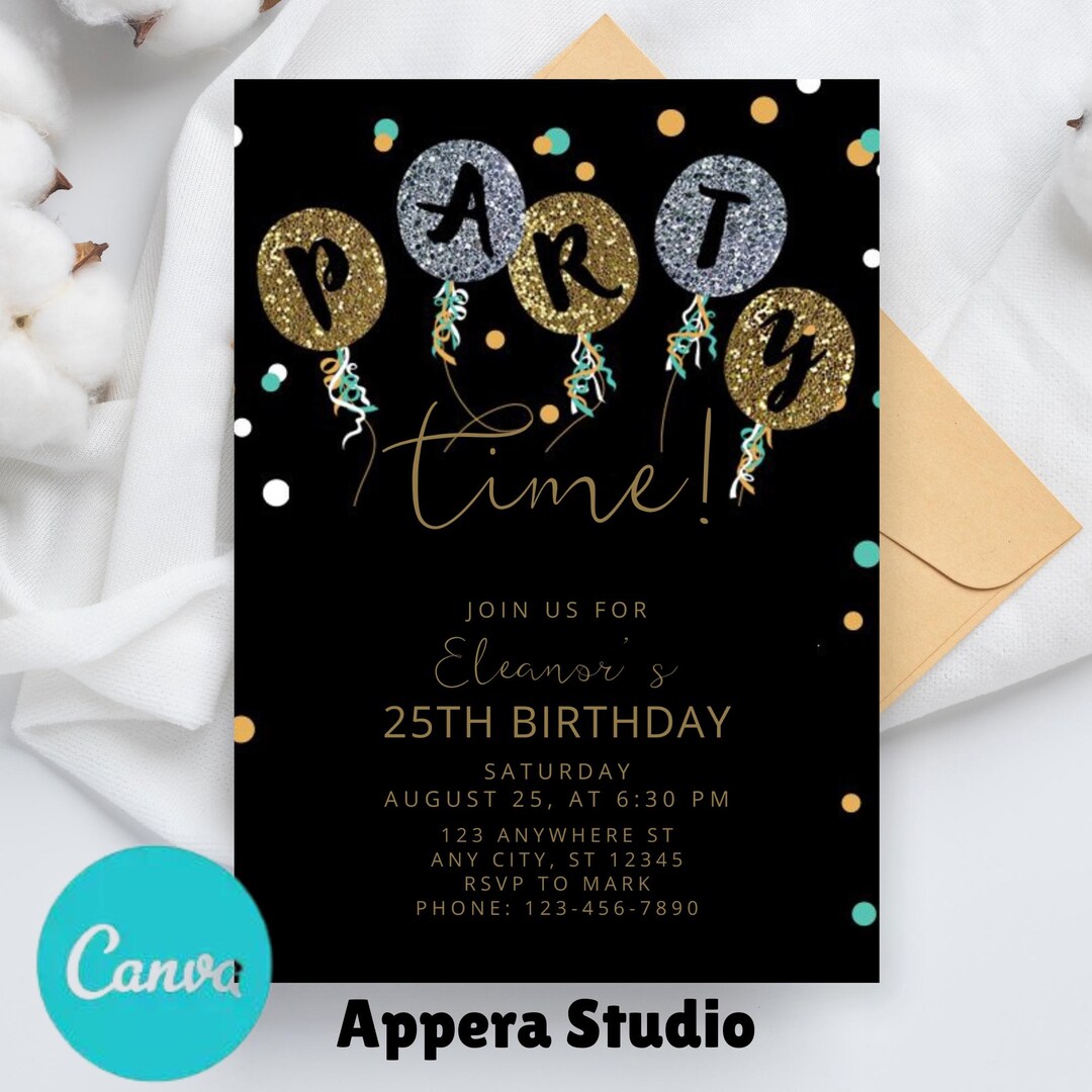 Editable It's Party Time Invitation Template, Invitation Template, Any ...