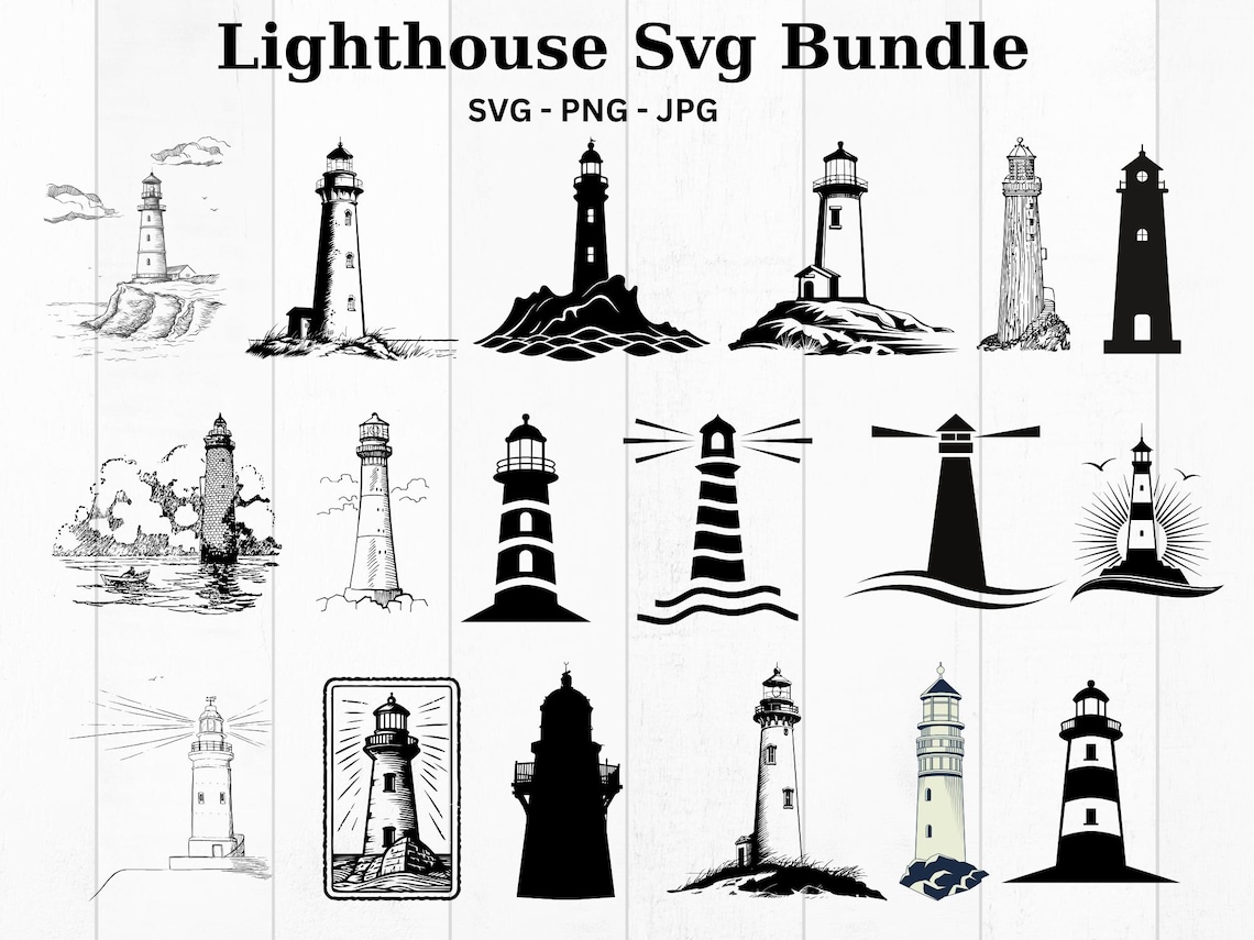 Lighthouse SVG ,lighthouse Svg Bundle ,lighthouse Silhouette ,ocean ...