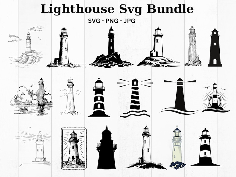 Lighthouse SVG ,lighthouse Svg Bundle ,lighthouse Silhouette ,ocean ...